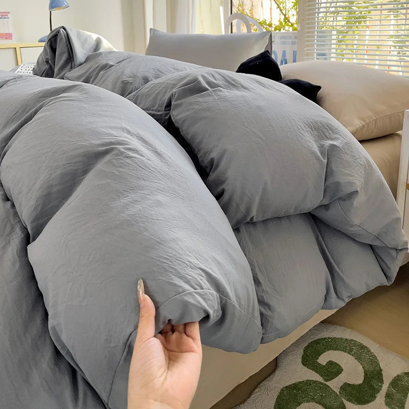 Solid Color Queen Duvet Cover Set, Girls Romantic Pink Bedding, Comfor ...